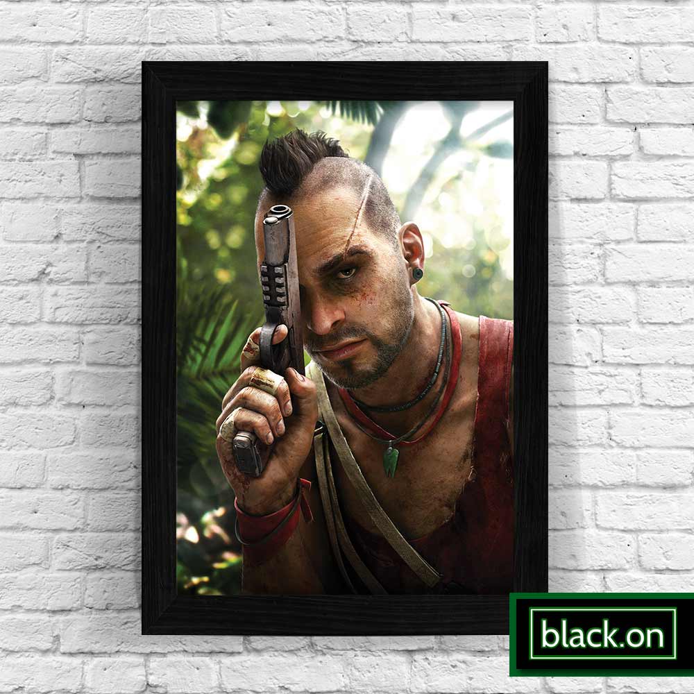 Quadro Com Moldura Poster Decorativo Game Geek Jogo Far Cry 3 Vaas