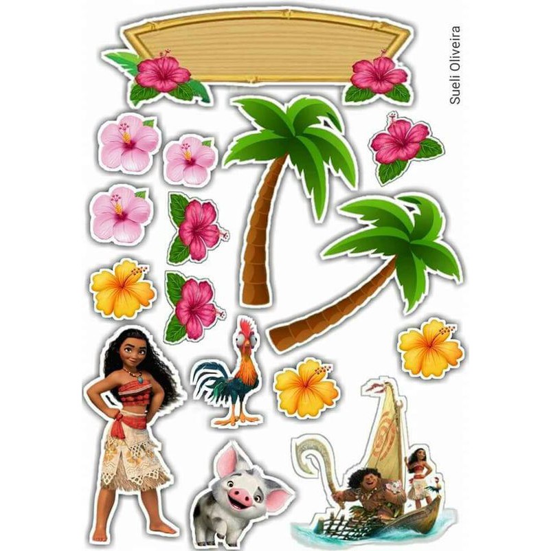 Topo De Bolo Moana Decoração Moana Bolo Moana | Shopee Brasil