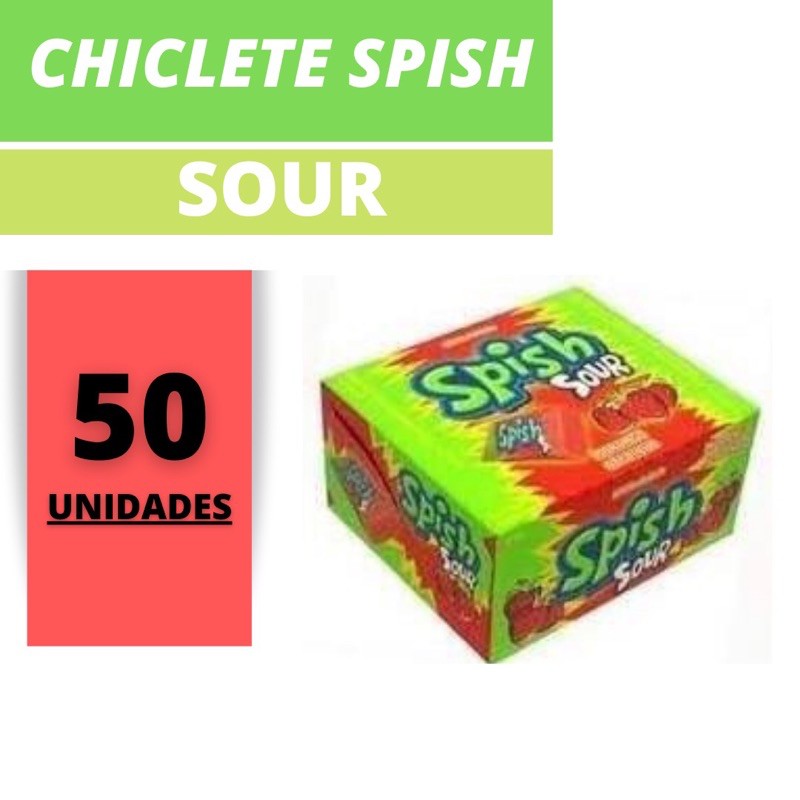 CAIXA DE CHICLETE SPISH - SOUR 225g COM 50 UNIDADES | Shopee Brasil