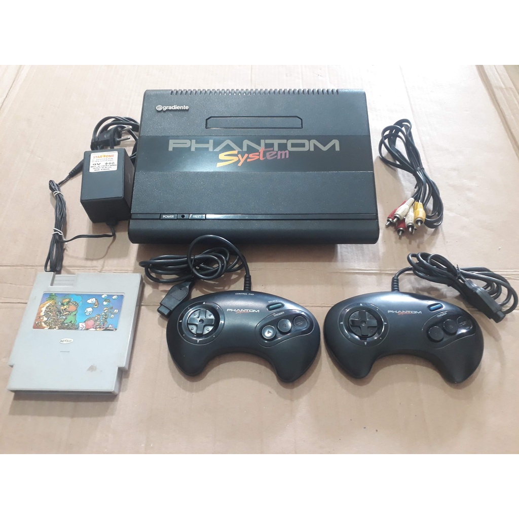 Phantom System Gradiente na caixa video game console com 2 controles e Super Mario 3 | Shopee Brasil
