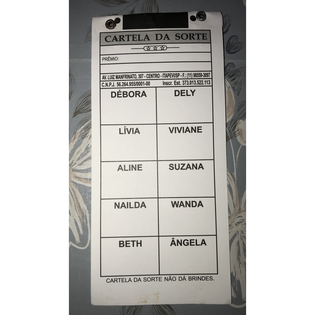 Cartela de rifa 10 nomes pct c/ 50 unidades | Shopee Brasil