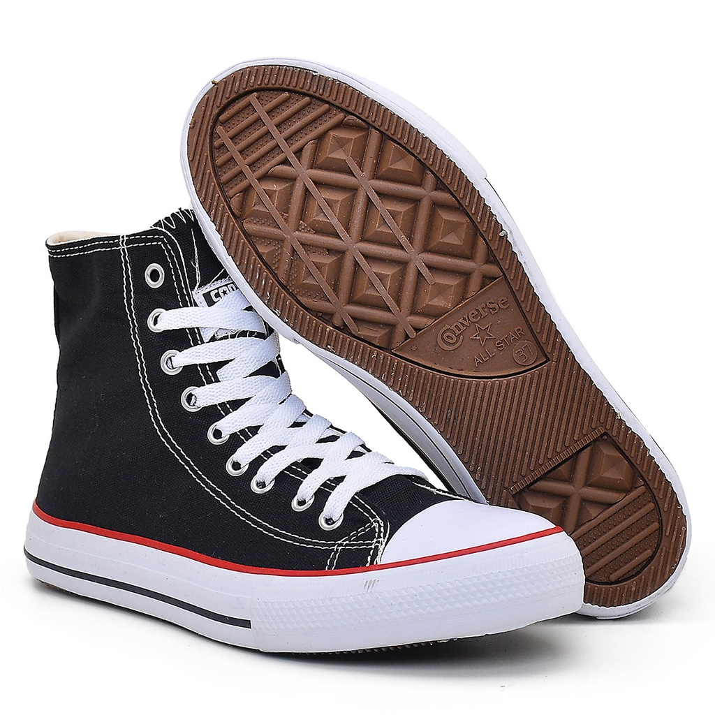 Tenis All Star Converse Cano Alto Botinha Preta/Branca/Amarela/Vermelho ...