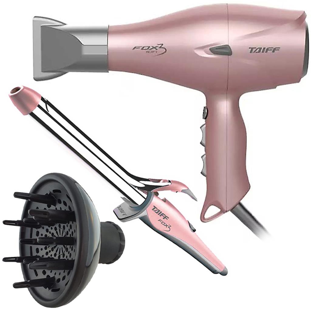 Secador + Modelador Fox Ion 3 Rose + Difusor Taiff | Shopee Brasil