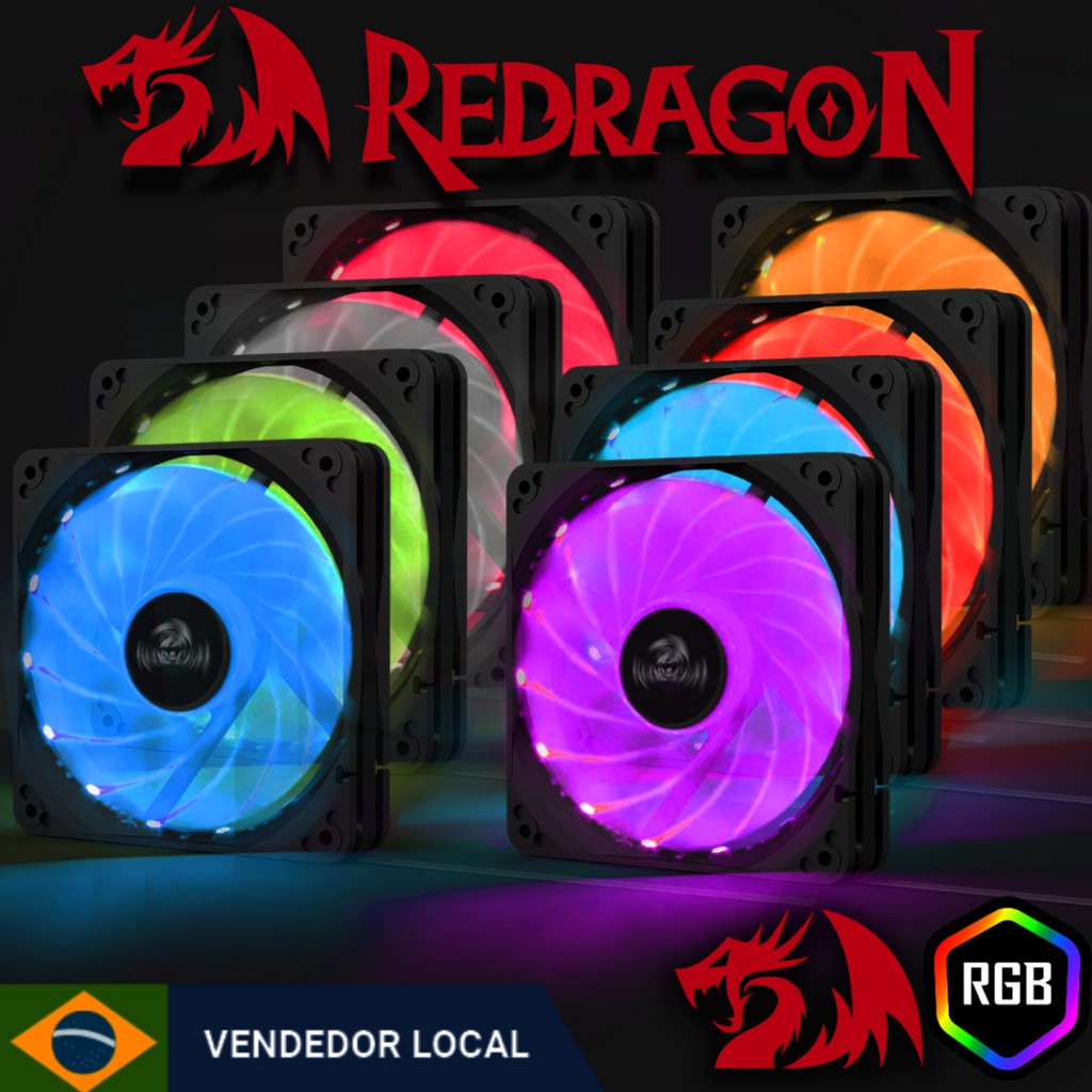 KIT 3 FANS RGB + Controladora - REDRAGON - 120mm - GC-F006 | Shopee Brasil