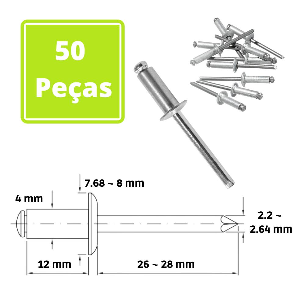 Rebite Pop Repuxo Inox A2 412 (4.0 X 12) C/ 50 Unidades | Shopee Brasil