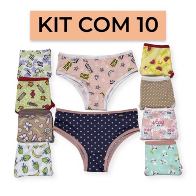 Kit 10 Calcinha Infantil Estampada Revenda Atacado | Shopee Brasil