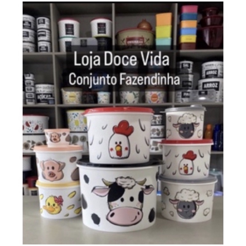 Tupperware Conjunto da Fazendinha - A escolher | Shopee Brasil