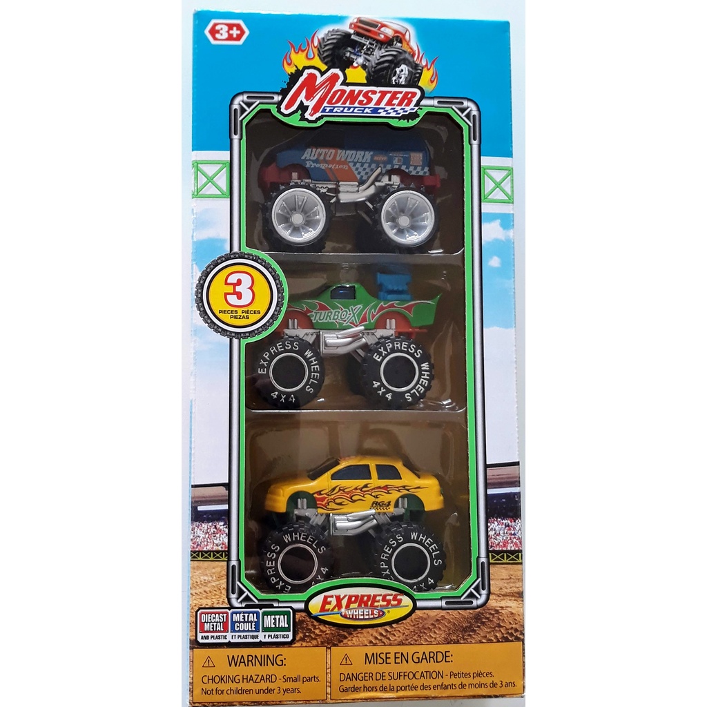 EXPRESS WHEELS - MONSTER TRUCK - PACK COM 3 UNIDADES | Shopee Brasil