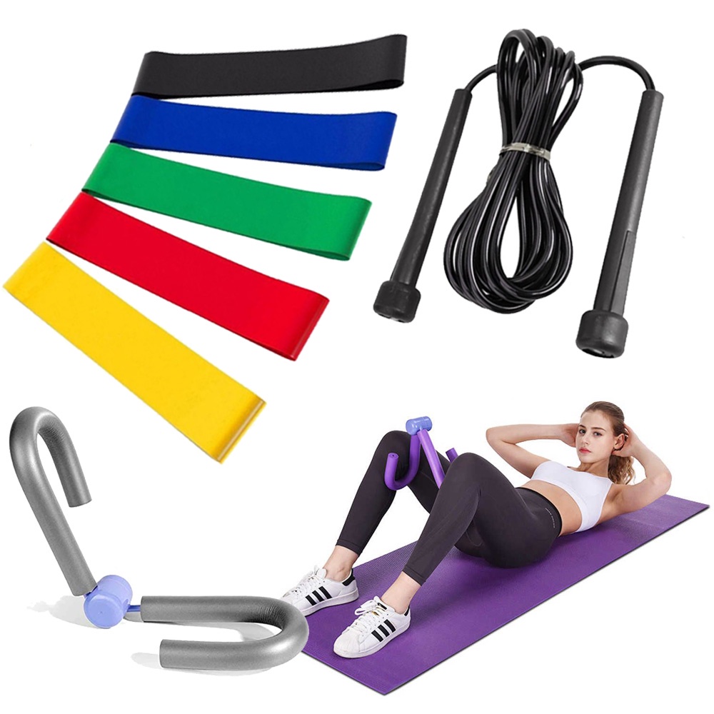 Kit Funcional com 5 Faixas Mini Band Corda e Aparelho Adutor Borboleta ...