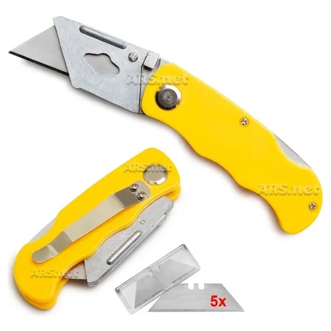 Estilete Profissional Metal Dobrável Trapezoidal 18mm C/ 5+ Lâminas ...