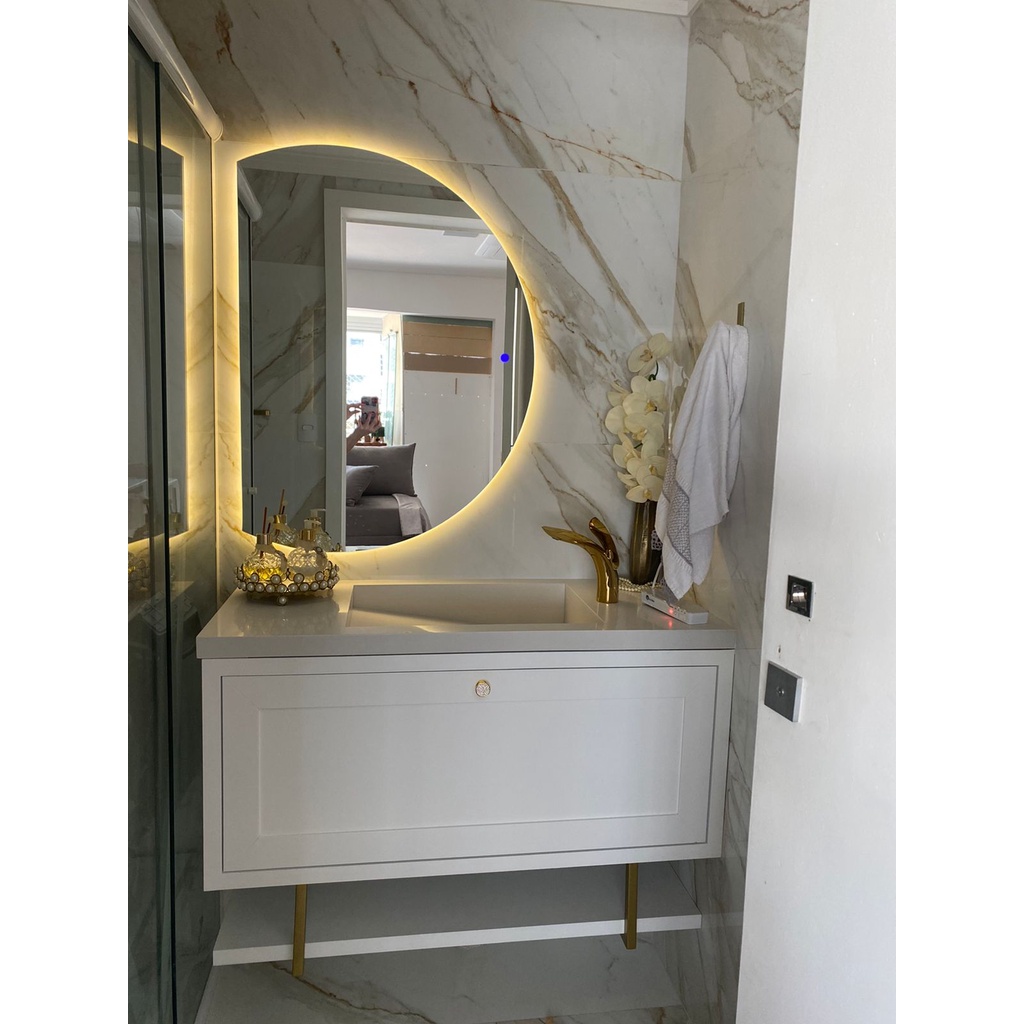 Espelho meia Lua com Led 70 x 50 | Shopee Brasil