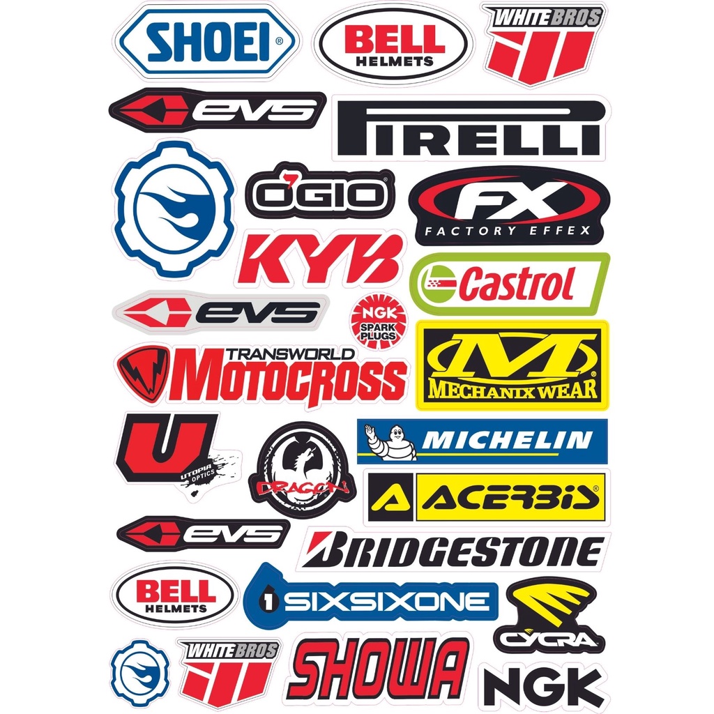 27 adesivos Marcas patrocinios moto, carro, bicicleta | Shopee Brasil