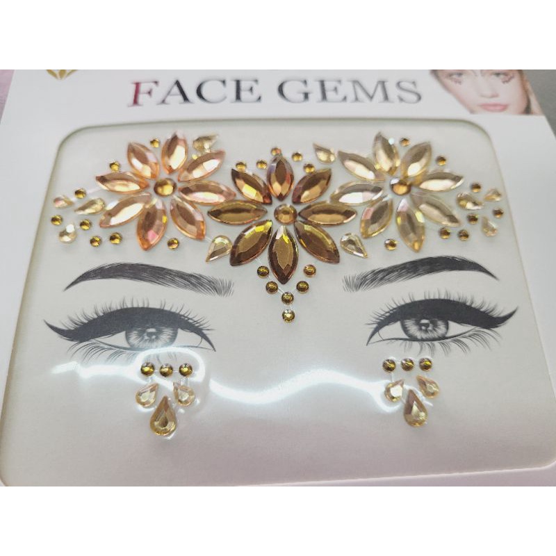 adesivo colante de pedra strass dourado para o rosto enfeite para festa ...