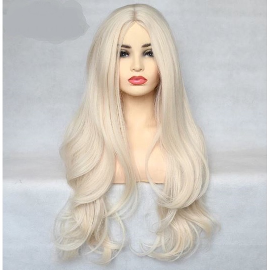 Peruca Orgânica Loiro escuro sem franja Onda natural 65cm similar ao ...