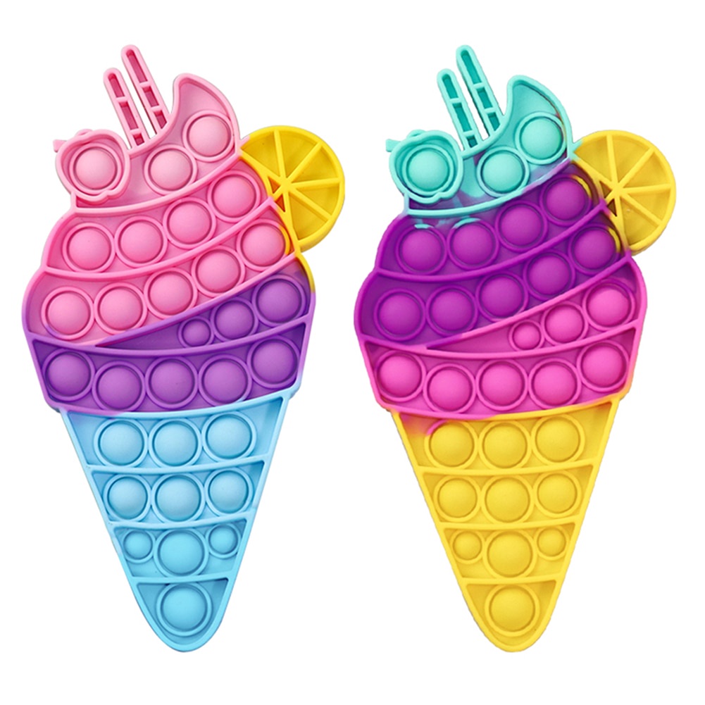 Rainbow Ice Cream Pop It Push Bubble Toys Simple Dimple Antistress ...
