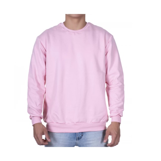 Moletom Rosa Masculino Gola Redonda Sem Bolso e Capuz | Shopee Brasil