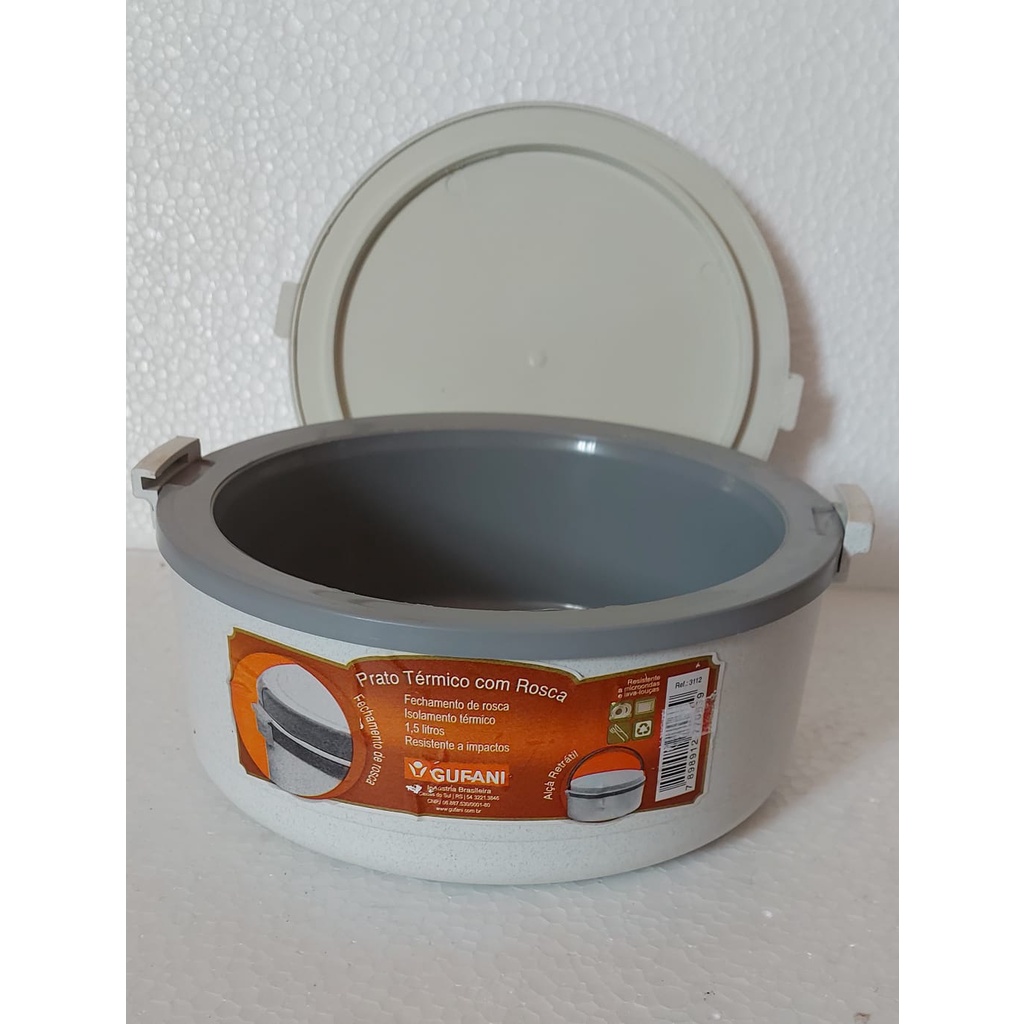 Prato Marmita Termica 1,5 Litros De Rosca Cinza Gufani | Shopee Brasil