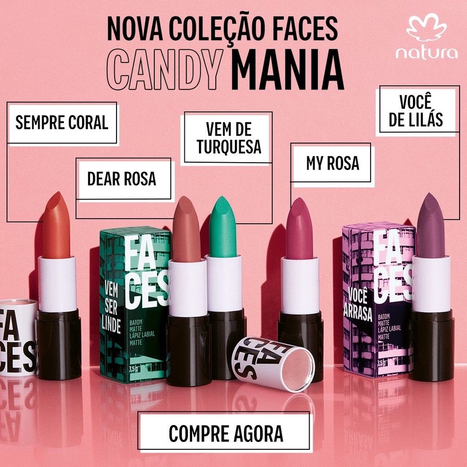 Batom Matte Faces Natura 3,5g (ESCOLHA SUA COR) | Shopee Brasil