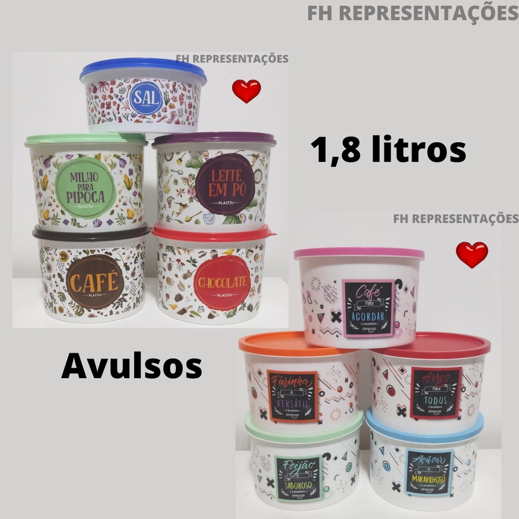 Potes de Mantimentos Avulsos 1800 ml Decorados - Tipo Tupperware - DM ...