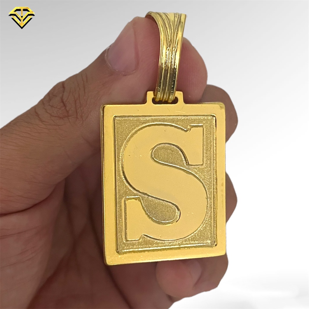 Pingente letras placa banhado a ouro 18k (A - Z) | Shopee Brasil