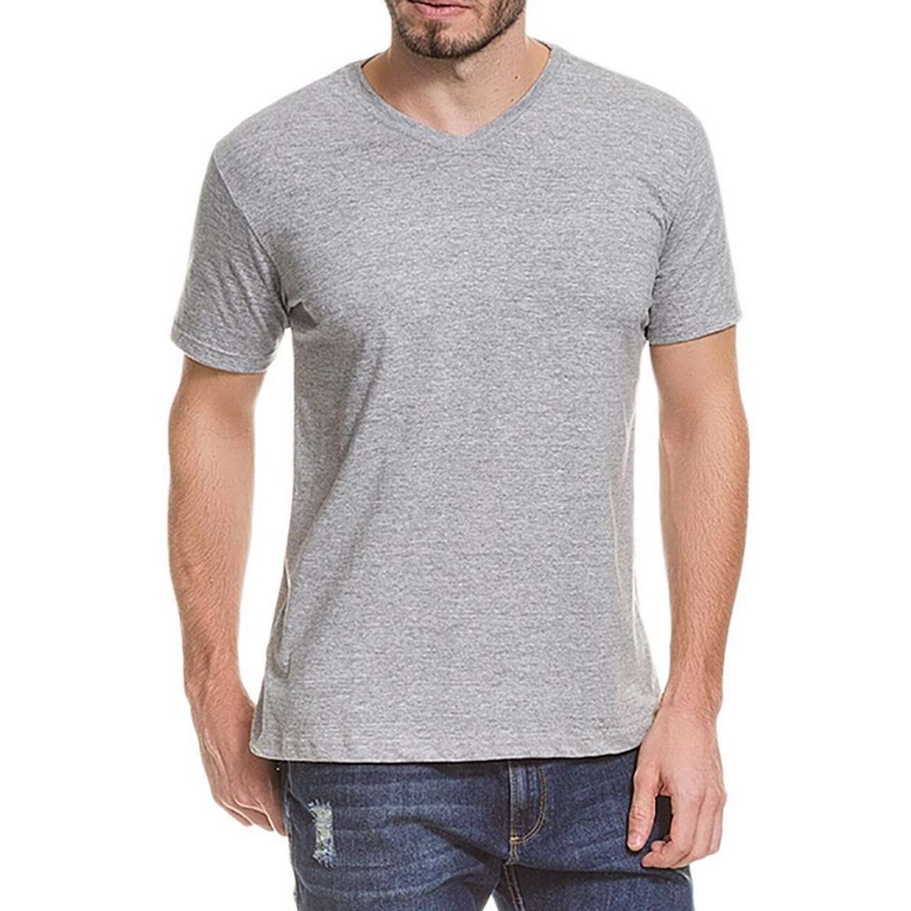Camiseta GOLA V CINZA MESCLA para sublimar 100% poliéster - Escorrega o ...