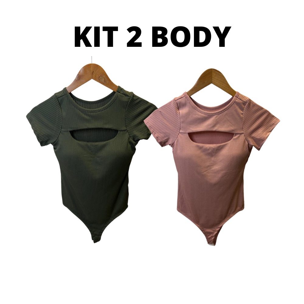 Kit 2 Body Bore Canelado Com Bojo Blusinha Blogueira | Shopee Brasil