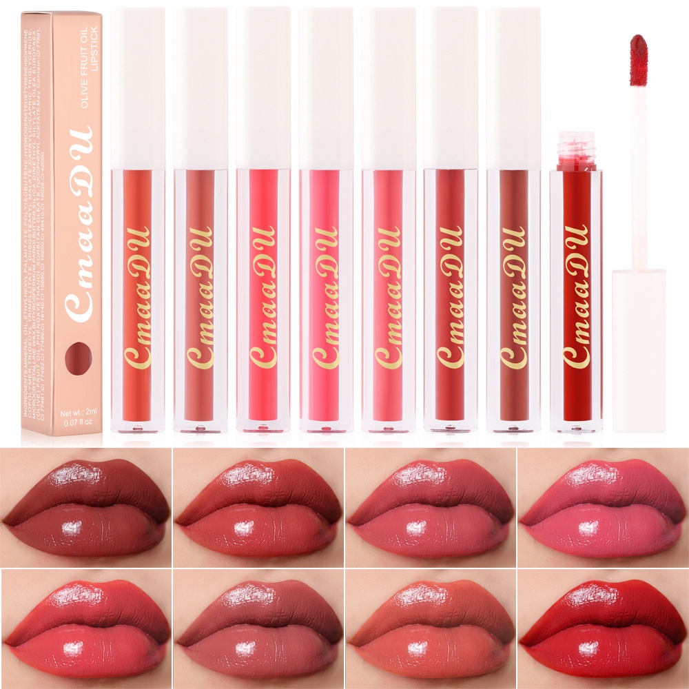 CmaaDu 8 Cores Batom Creme De Oliva Hidratante Brilhante Brilho Labial ...