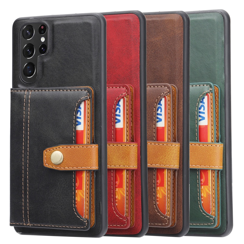 Capa Carteira Flip De Couro Com Porta Cartão De Crédito Para Samsung