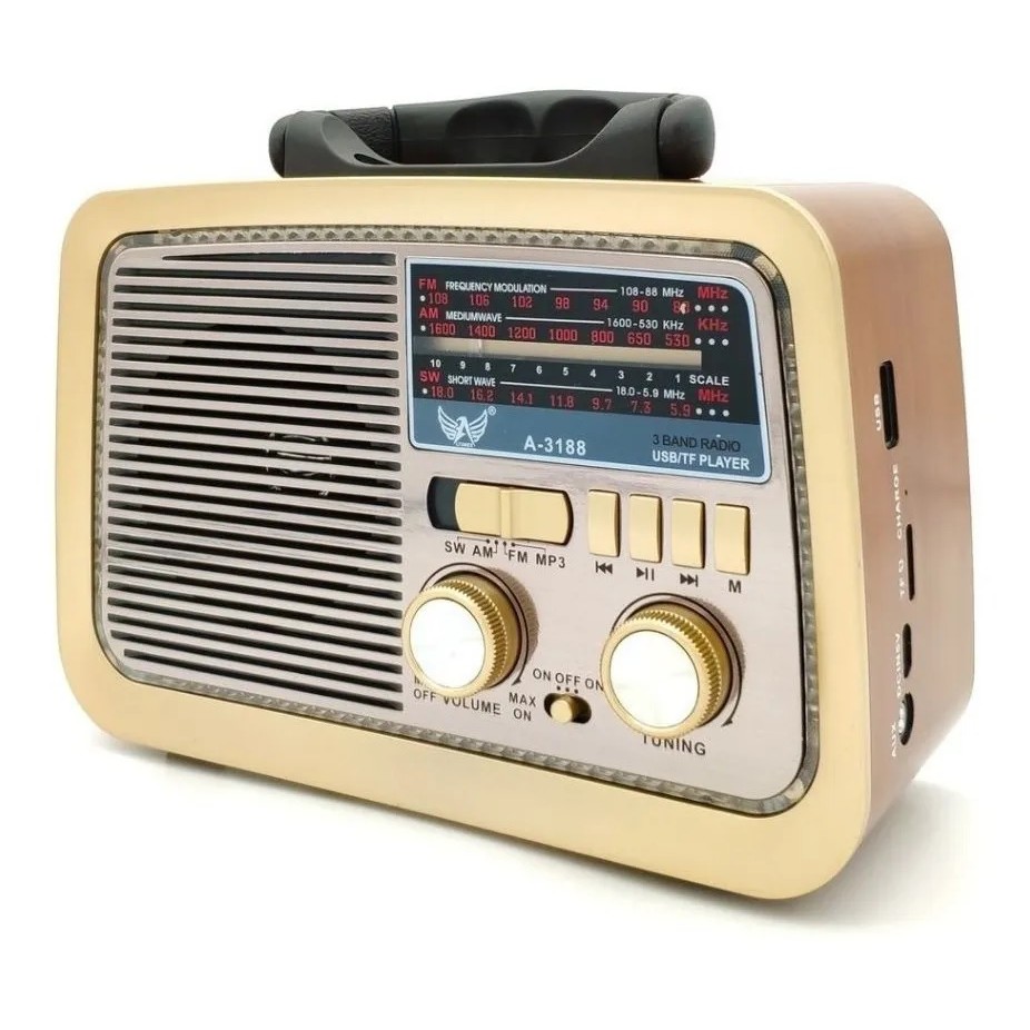 Radio 3 Faixas AM/FM/OC com lanterna Bateria interna Bivolt Chaveado ...