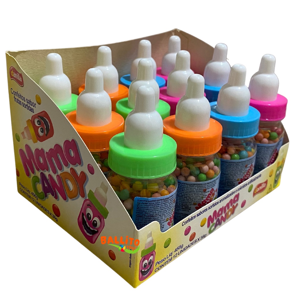 Mamadeirinha com Balinhas Mama Candy Tutti Frutti 12x38g | Shopee Brasil