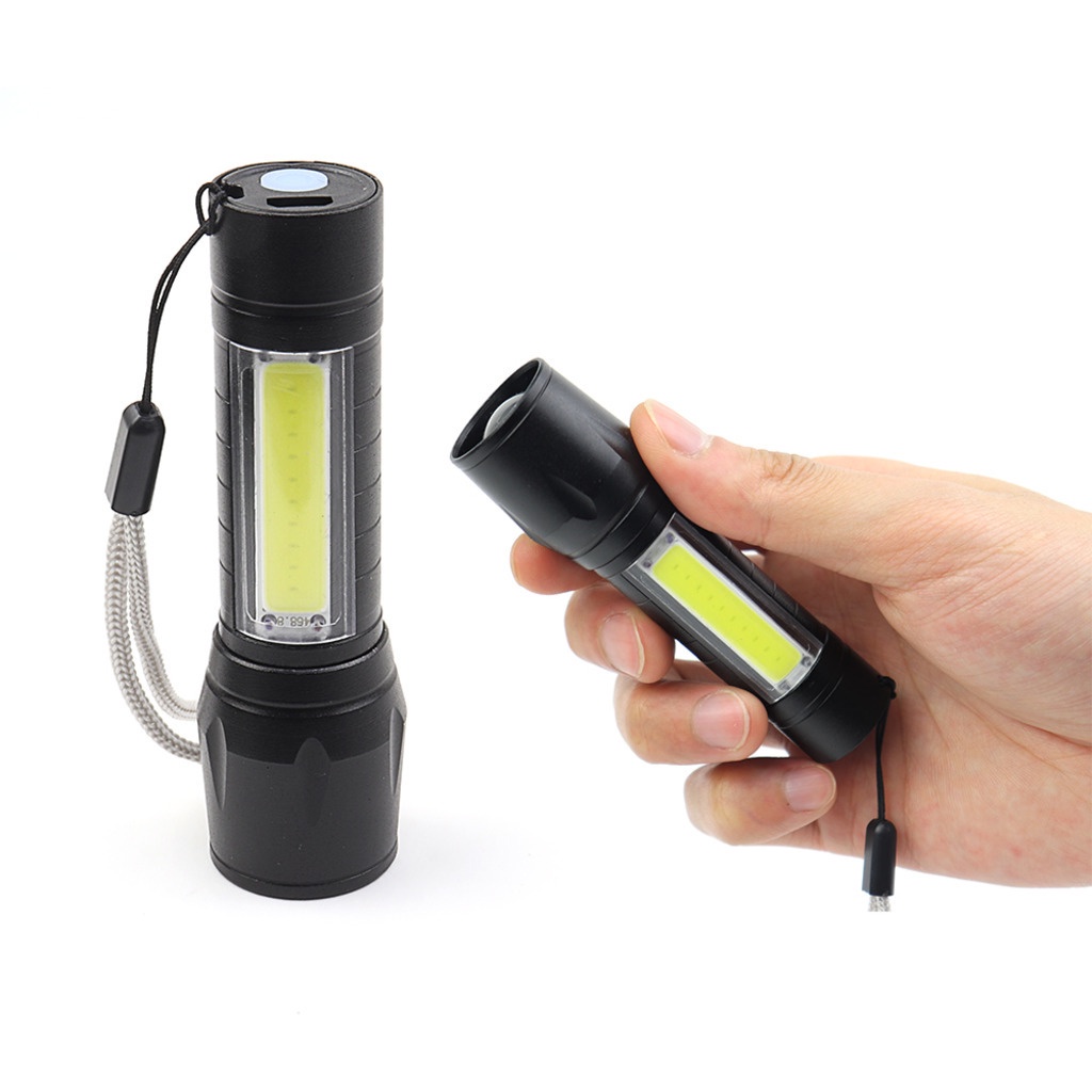 Mini Lanterna Tática Com Led E Zoom Recarregável USB 3 Modos Camping ...