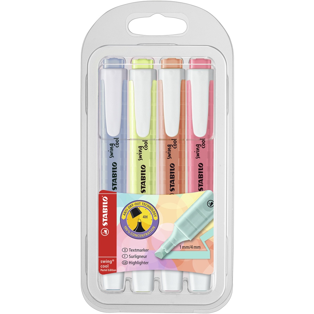 Kit Marca-Texto Stabilo Swing Cool com 04 Cores Pastel - Original ...
