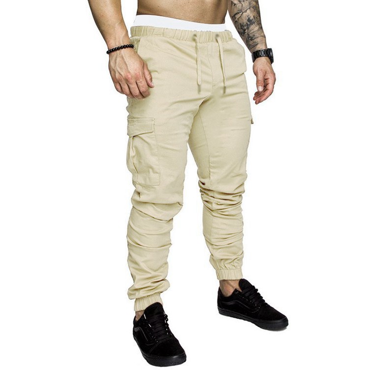 Calça Cargo Jogger Masculina Sarja Colorida Com Elástico Slim Fit