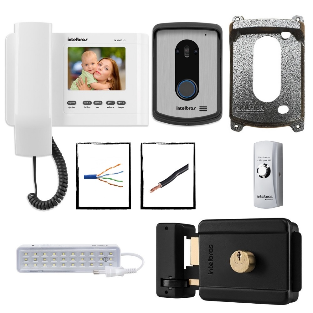 Kit Interfone Camera IV 4010 HS Intelbras Fechadura Botoeira | Shopee ...