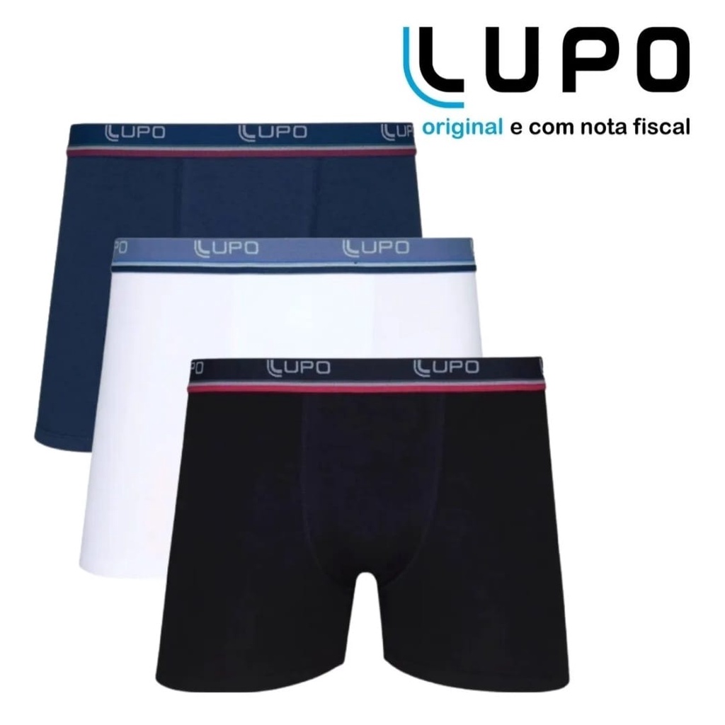 Kit com 3 Cuecas Boxer Box Lupo Masculina Em Algodão Cotton Original ...