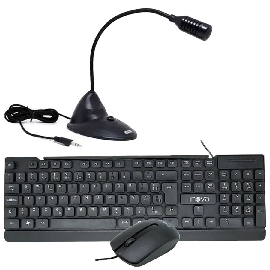Kit Informatica 3 Itens Mouse + Teclado e Microfone De Mesa | Shopee Brasil