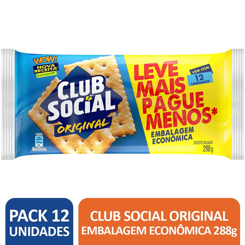Club Social Original Mais Crocante - Pack com 12 unidades de 24g cada ...