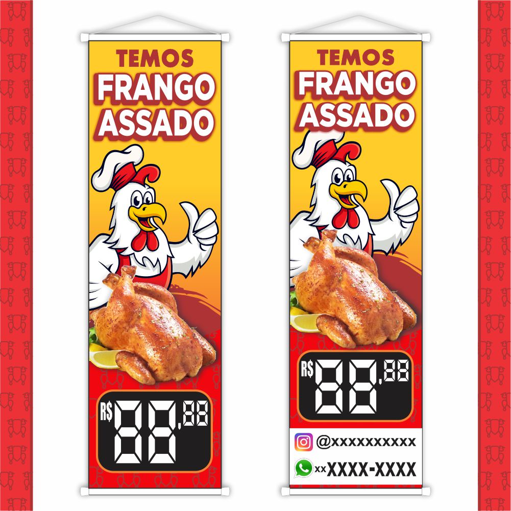 Banner frango assado faixa vertical 1,00x30 | Shopee Brasil