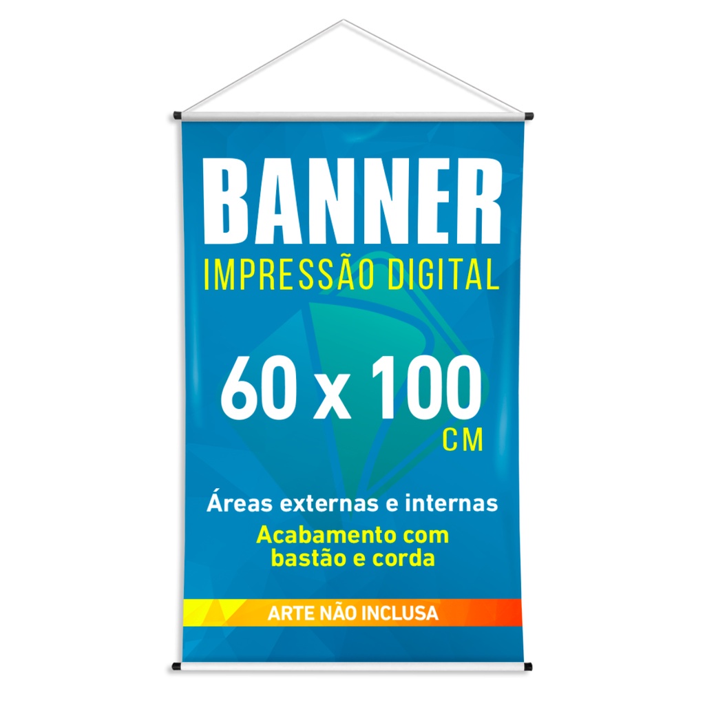 BANNER PERSONALIZADO LONA 60X100 CM COM BASTÃO E CORDA | Shopee Brasil
