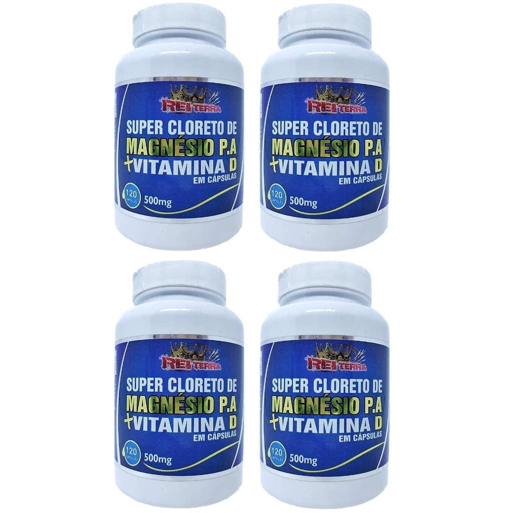 Kit 4 Super Cloreto De Magnesio Pa + Vitamina D 120 Capsulas | Shopee Brasil