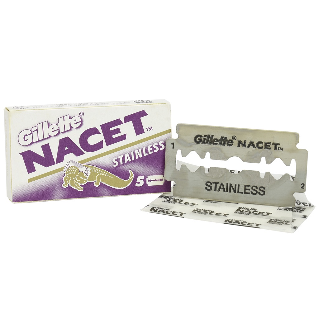 5 Laminas Barbear Gillette Nacet Stainless Double Edge - Desconto no Preço