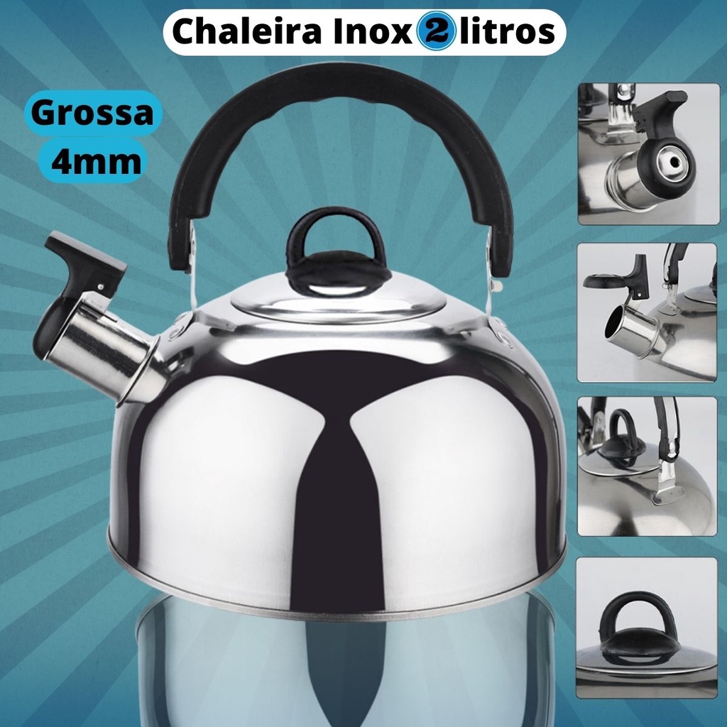 Chaleira Inox com Tampa e Apito 2 Litros Chaleira 2 Litros com Apito em ... Chaleira Inox com Tampa e Apito 2 Litros Chaleira 2 Litros com Apito em ...