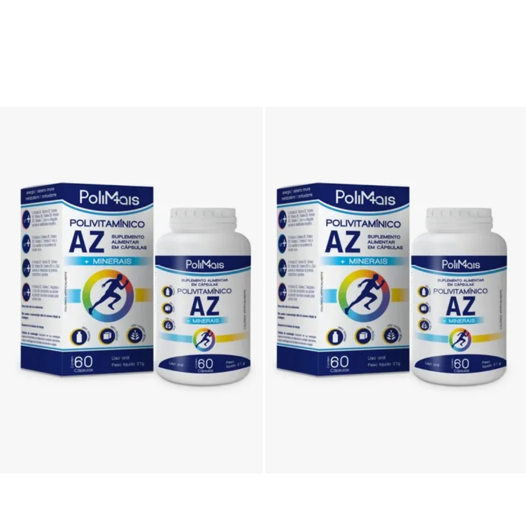 Polimais AZ polivitamico para imunidade resistencia completo kit 2 cxs ...