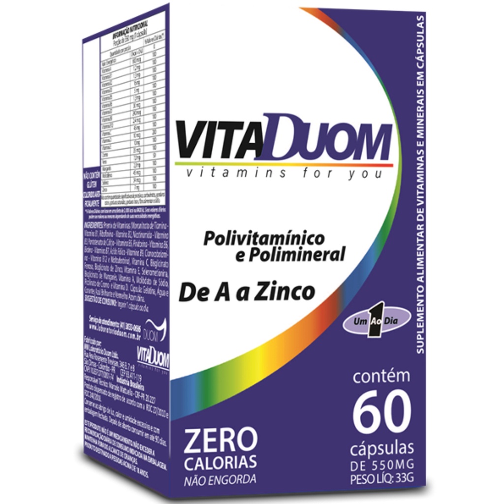 Vitaduom Multi Vitamina Mineral 1 Caps Ao Dia 60 Caps - Duom | Shopee ...