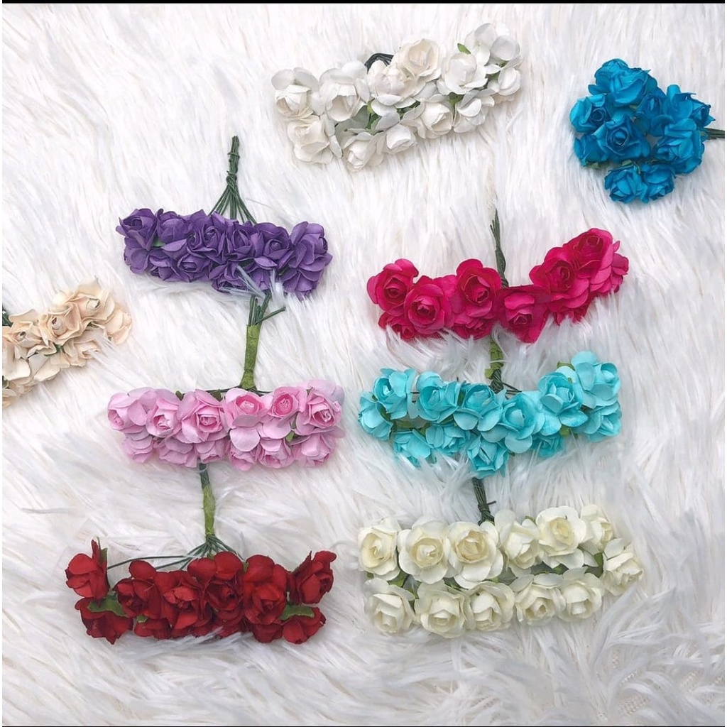 Mini Flor Rosa Florzinhas de Papel c/12rosinhas Artesanato Lembrancinha ...