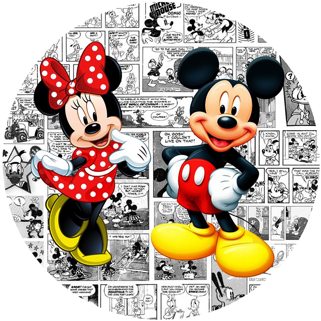 Painel Redondo Tecido Sublimado com/elástico Mickey e Minnie 02 ...