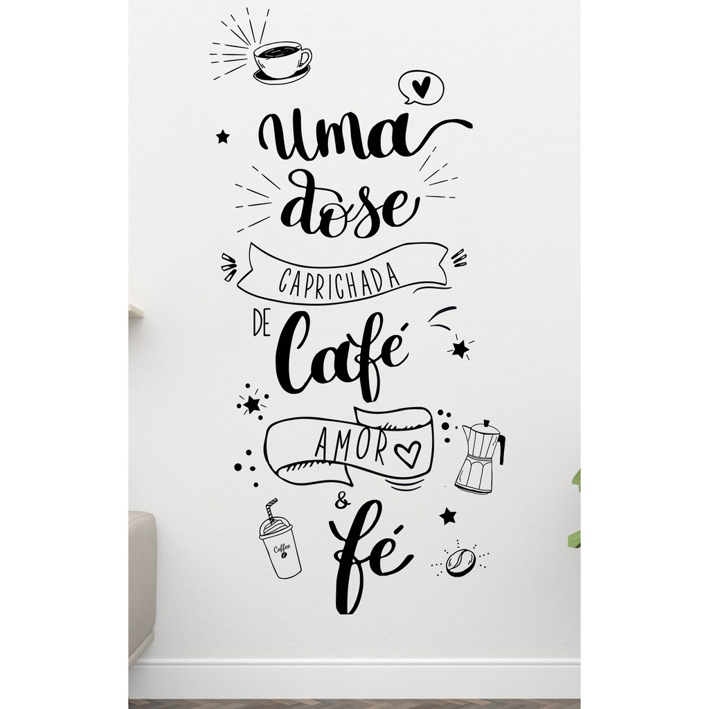 Adesivo cantinho do café lettering, para copas, cozinhas,área gourmet ...