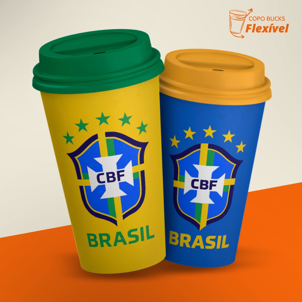 Copo Eco Brasil Hexa Copa do Mundo - 600 ml - Escorrega o Preço