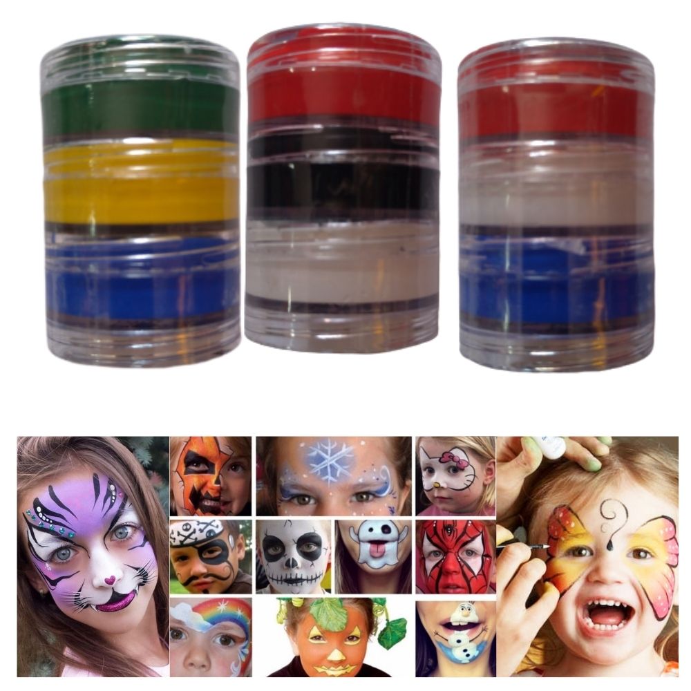 Pintura Facial Pinta Cara 3 Cores Para Pintar Pele Anti Alérgico ...
