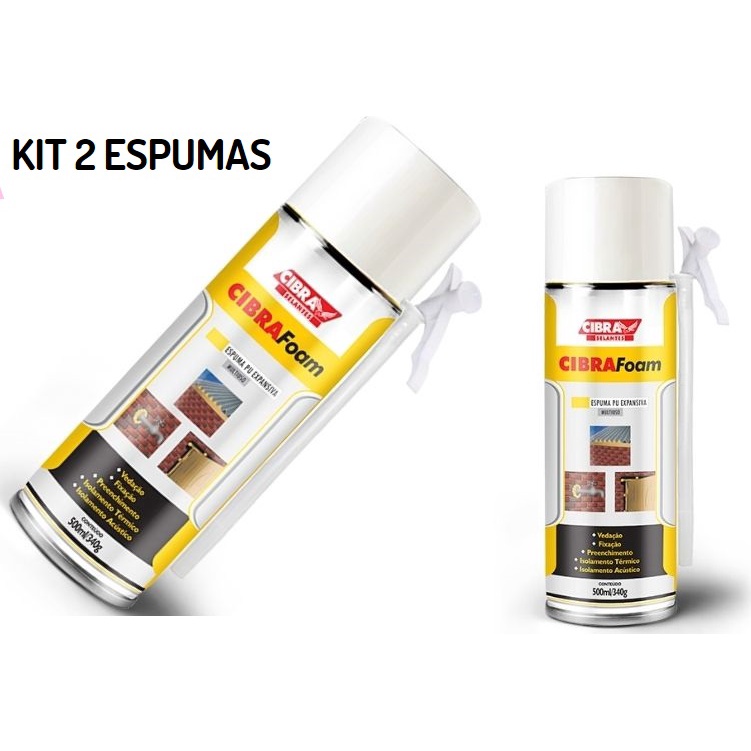 Kit 2 Espumas Expansivas Multiuso 500ml/340grs Cibra | Shopee Brasil